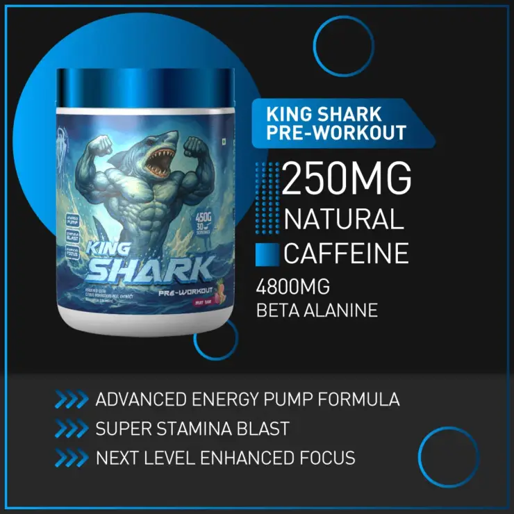 MH KING SHARK Pre‑Workout — 250mg Caffeine | 15g Scoop – Muscle Harvest